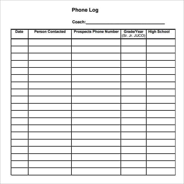 10 Phone Log Templates Word Excel PDF Formats